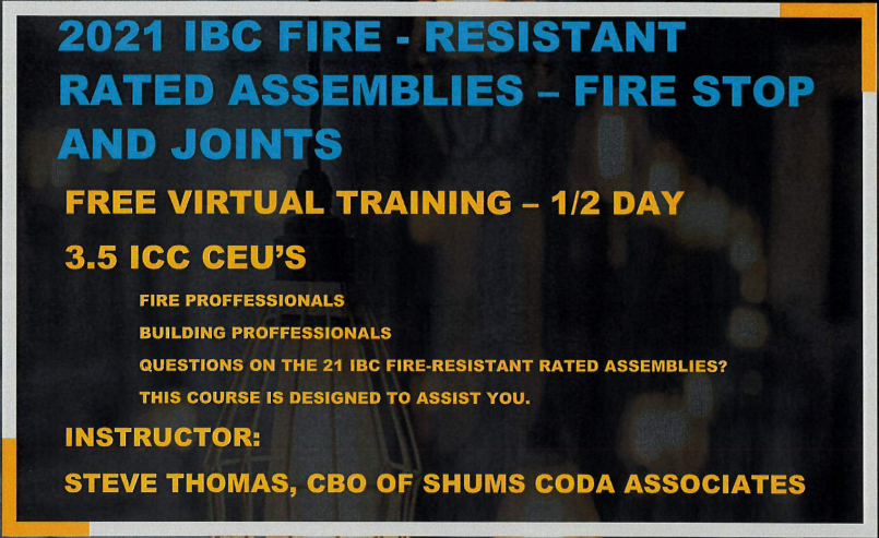 Virtual Training! 2021 IBC Fire – Resistant Rated Assemblies – Fire ...